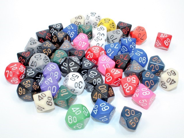 Opaque Polyhedral Dice: D10 Tens Opaque Polyhedral Dice: D10 Tens