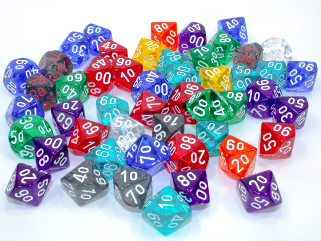Translucent Polyhedral Dice: D10 Tens Translucent Polyhedral Dice: D10 Tens